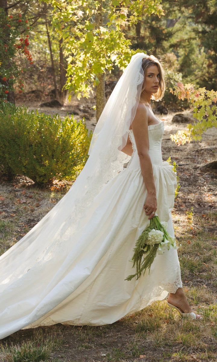 Davey - Drop Waist Full Gathered Skirt Wedding Ddown – Daughters of Simone